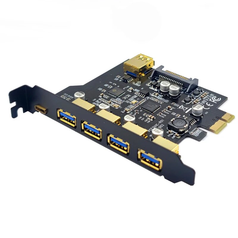 USB-плата расширения PCIE PCI Express X1 на USB Type C + 4 внешних порта USB3.0 + 1 Внутренний порт USB 3,0 плата PCI-E USB 3,2 переходник