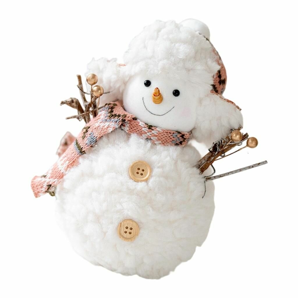 Розовая плюшевая вязаная рождественская кукла-снеговик, украшение для куклы-большая