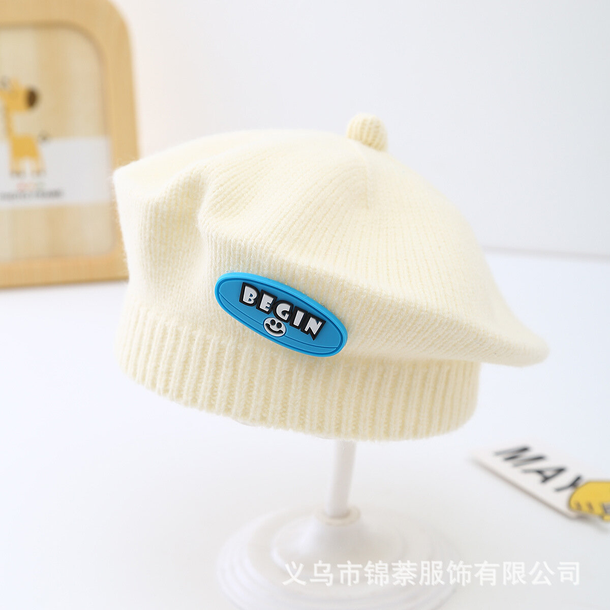 Детская вязаная шапка на осень и зиму, модный шерстяной берет с медведем, милая шапка художника с героями мультфильмов для девочек, детская шапка