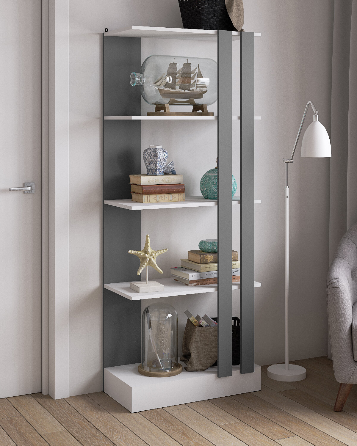 Стеллаж СТМ-2 графит серый/белый (Микон)