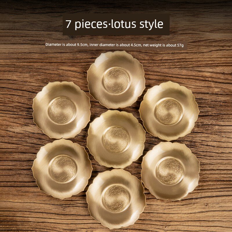 Бронзовый подстаканник с мотивом лотоса, 7 шт, термостойкий нескользящий круглый поднос для дома