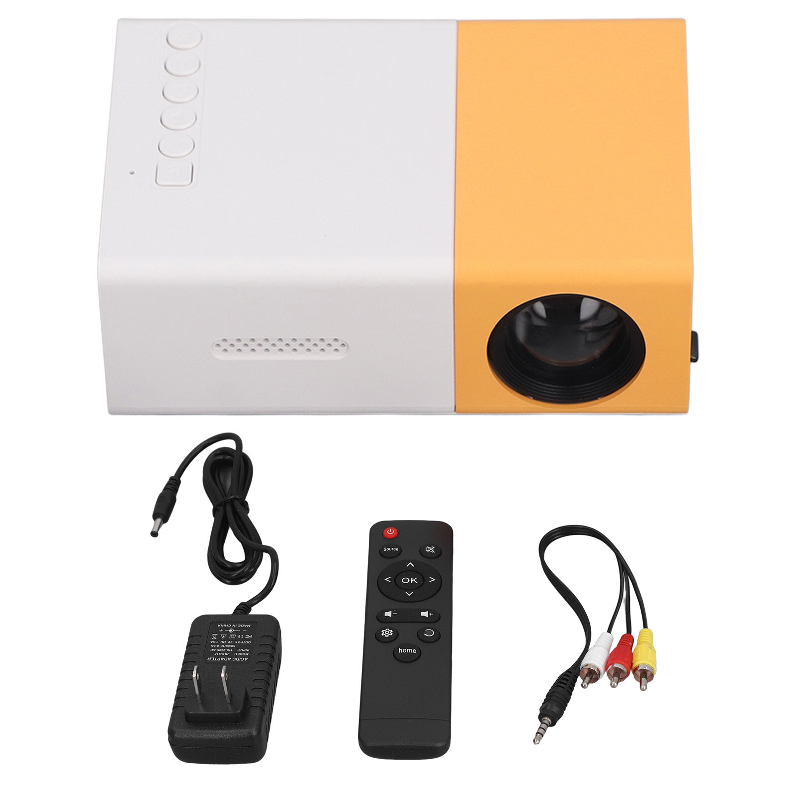 Мини-проектор желтый белый 1080P Full HD портативный светодиодный пико-видеопроектор с пультом дистанционного управления для HD-мультимедиа USB звуковой интерфейс вилка США 110 240 В