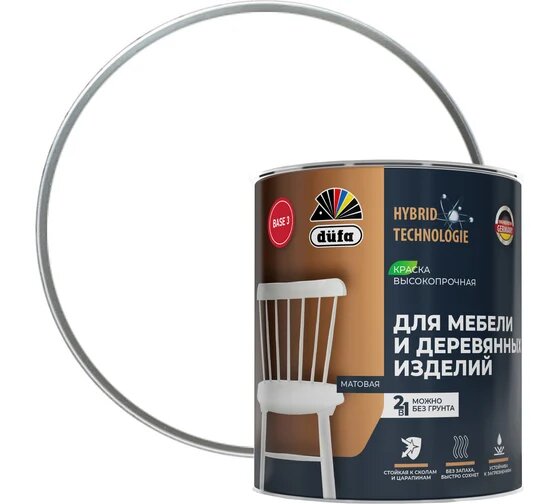 Dufa Эмаль для мебели и деревянных изделий акриловая матовая база 3 0,65л