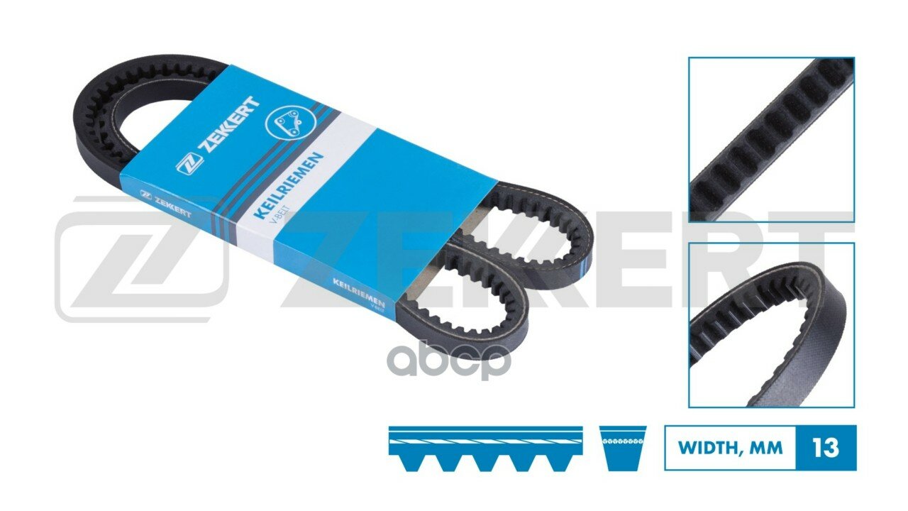 Ремень клиновой Audi A100 II III 76- MB S-Class (W126) 80- SL (R107) 80- Nissan Laurel (JC32) 85- Zekkert арт. kr-13x910