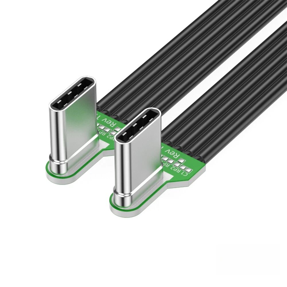USB C - USB C кабель 5cm, 65W, черный, 90°