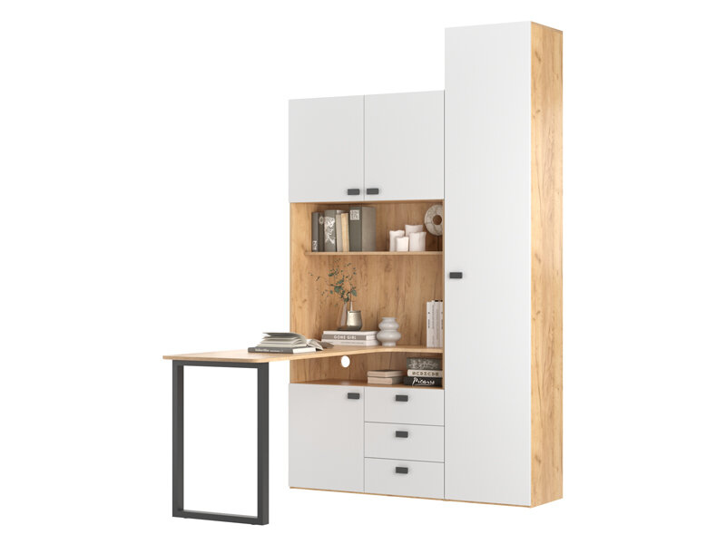 Компьютерный стол "Дилар 5" 150/135х230х55/40 Дуб крафт золотой / Лотос