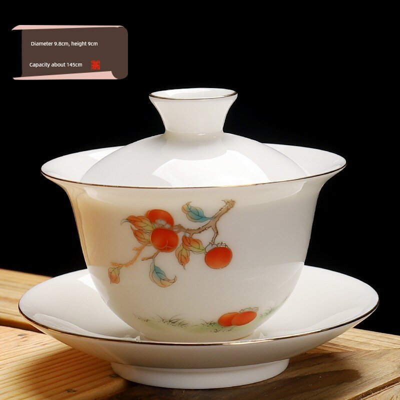 Саме-жировая нефритовая чаша, чайная чашка Dehua, белая фарфоровая чайная чаша, бытовой одиночный набор мисок Sancai,