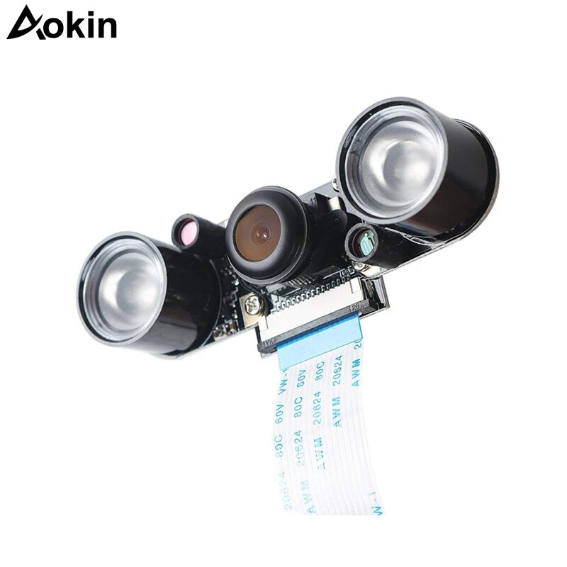 Камера Raspberry Pi, модуль ночного видения с регулируемым фокусом, 5 МП, HD веб-камера, видео, широкоугольный объектив «рыбий глаз», 1080p для Raspberry Pi 3B/3