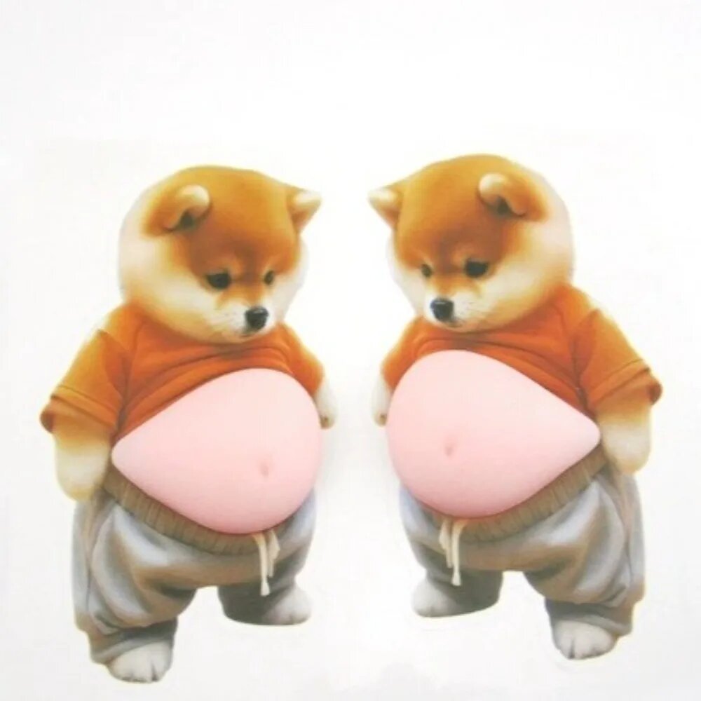 Наклейки Chubby Shiba Inu 3D Shiba Inu, наклейка на живот собаки, мягкий розовый фон, силиконовый самоклеящийся сжимаемый 4pcs-A