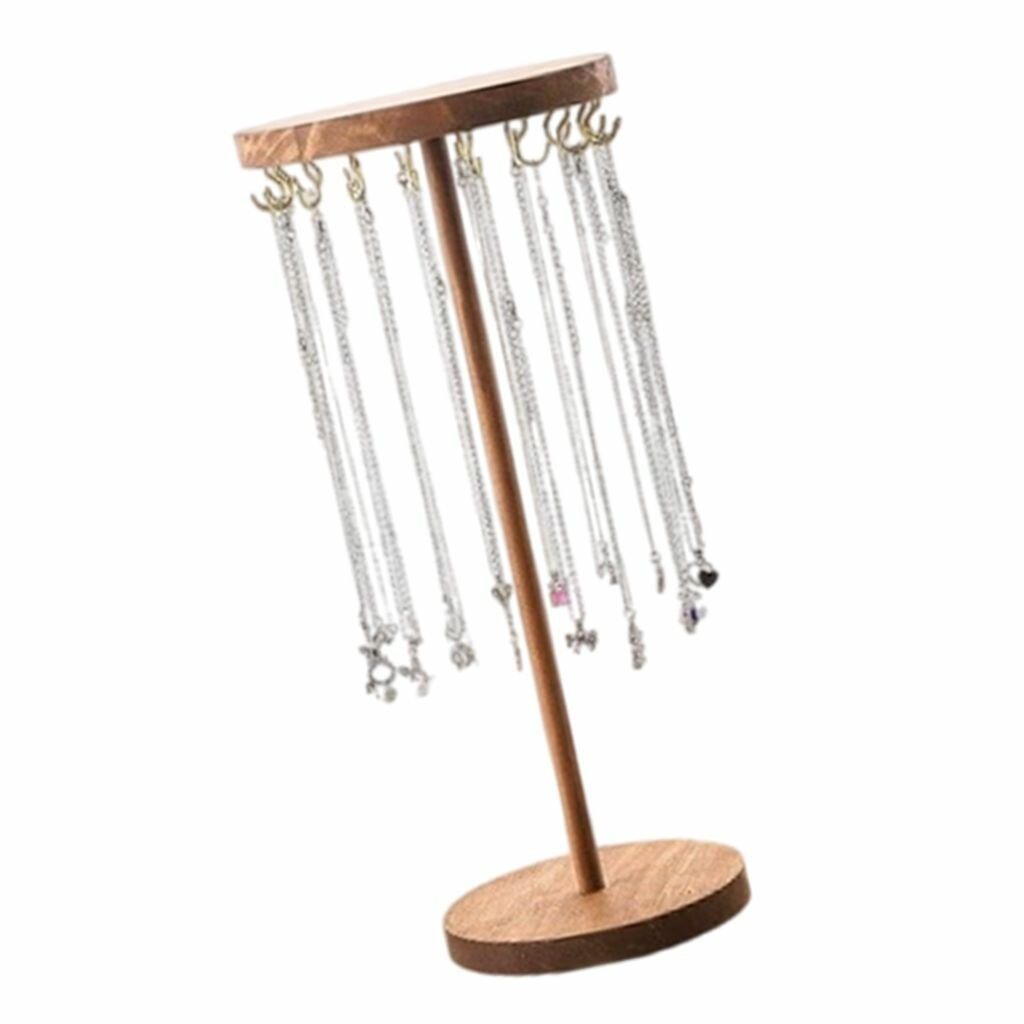 Круглый браслет из массива дерева цвета грецкого ореха, веревка для волос, вешалка ювелирных изделий-высокий стиль-18 крючков