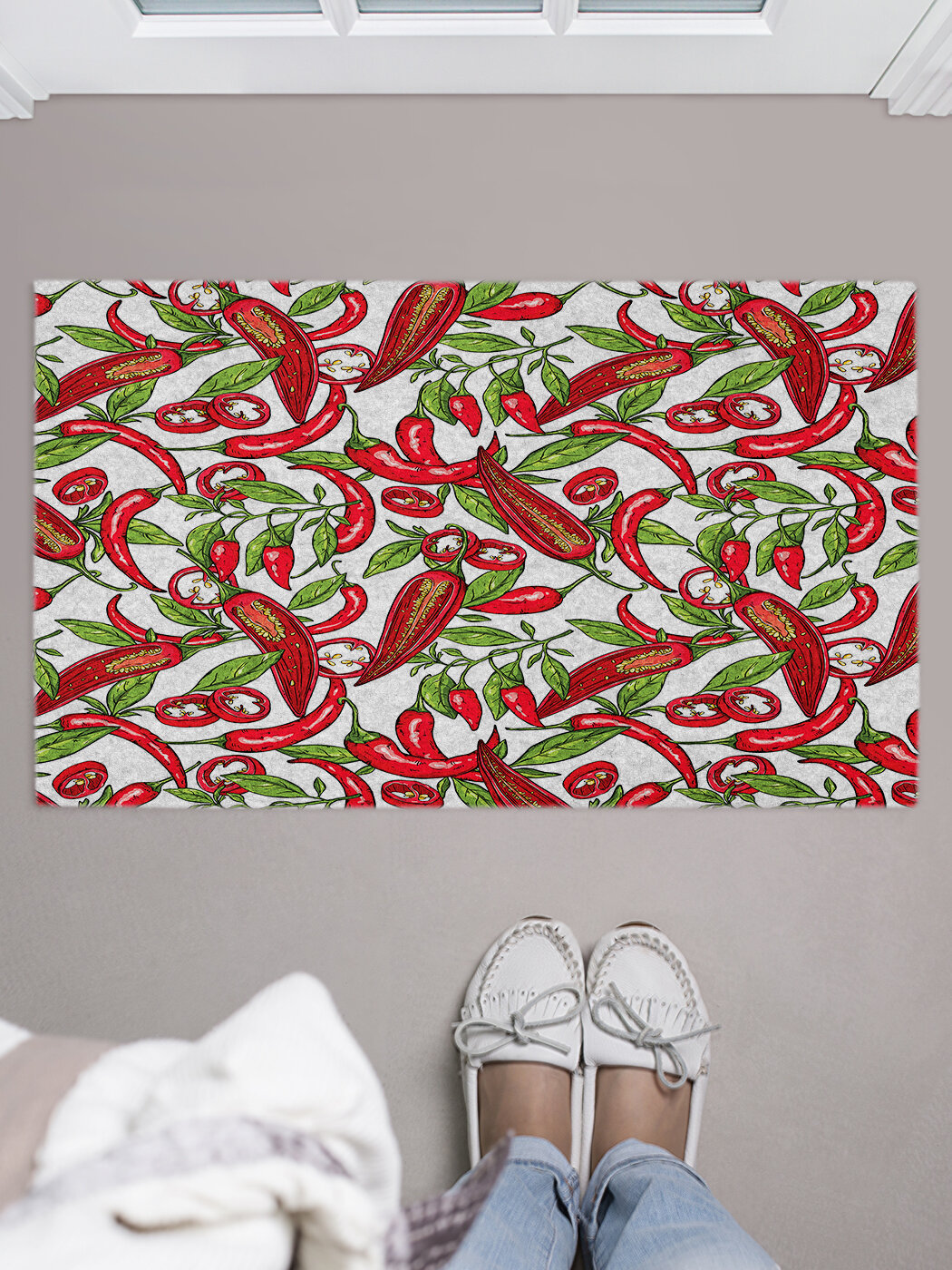 Коврик придверный в прихожую с принтом "Острый перчик" 45x75 см , JoyArty