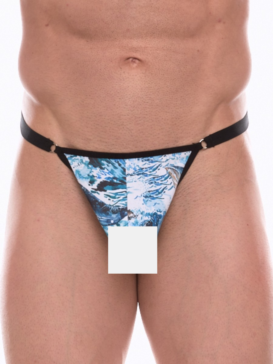 Мужские трусы тонги темно-серые с разноцветным принтом Don Moris DM072235 L (48)