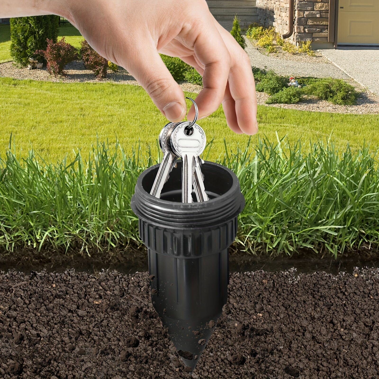 Подземный контейнер для ключей в виде разбрызгивателя, водонепроницаемый тайник для сада и газона - маскировка под спринклер, устойчив к воде и коррозии