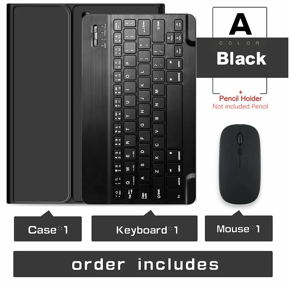 Bluetooth совместимый чехол-клавиатура для iPad 10.2inch 7-й 2019 8-й 2020 9-й 2021/Pro 10.5 2017/Air3 2019 с ручкой держателем мыши