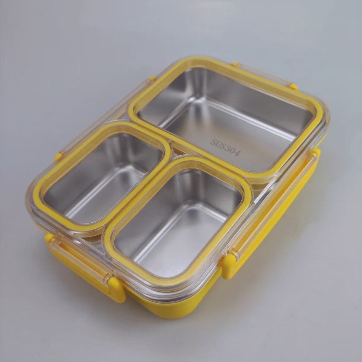 304 Нержавеющая сталь Ланч-бокс с тремя отделениями, антизапах, холодильный контейнер с крышкой, кросс-бордерный снек-бокс