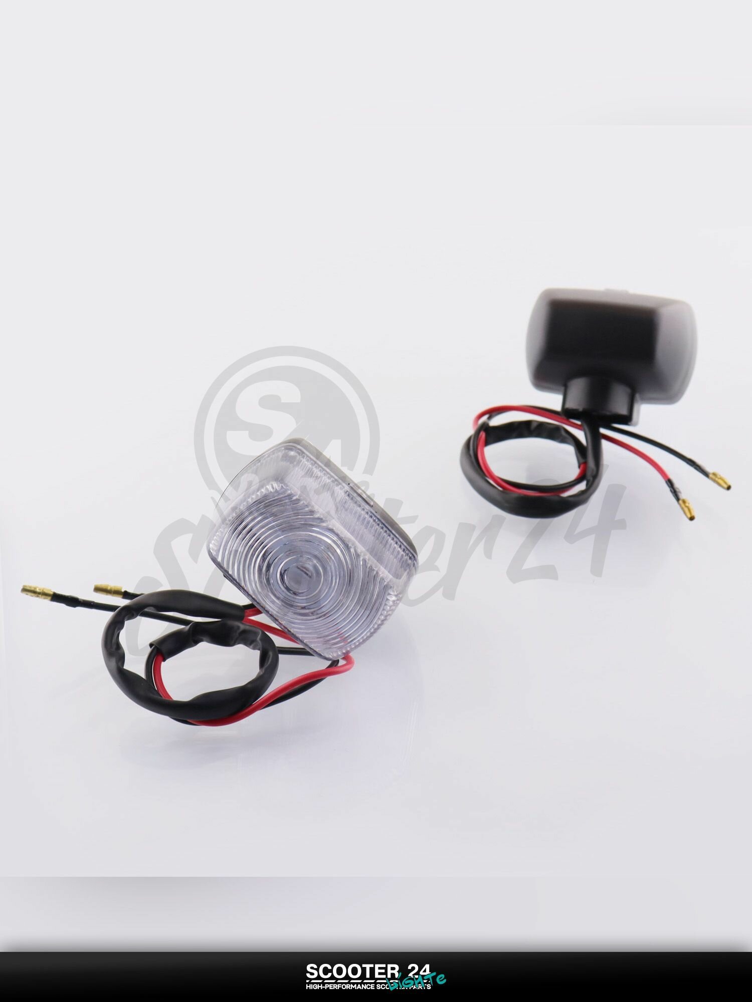 Повороты светодиодные, для мотоцикла, мопеда и скутера прямоугольные (5 LED, белое стекло) "JS"