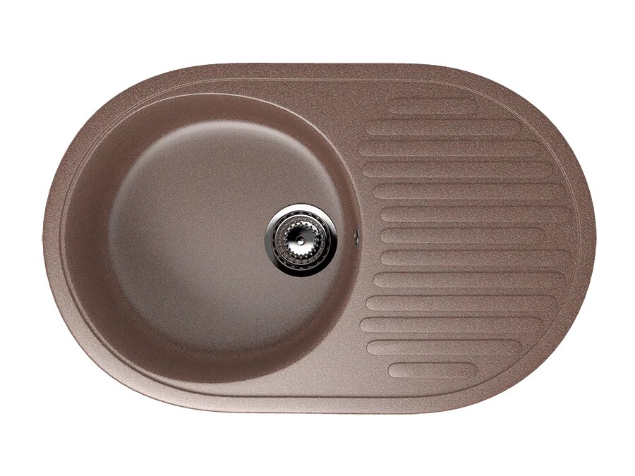 Мойка кухонная Ulgran U-107 -307 46x73, мойка для кухни, с крылом, овальная, коричневая, матовая