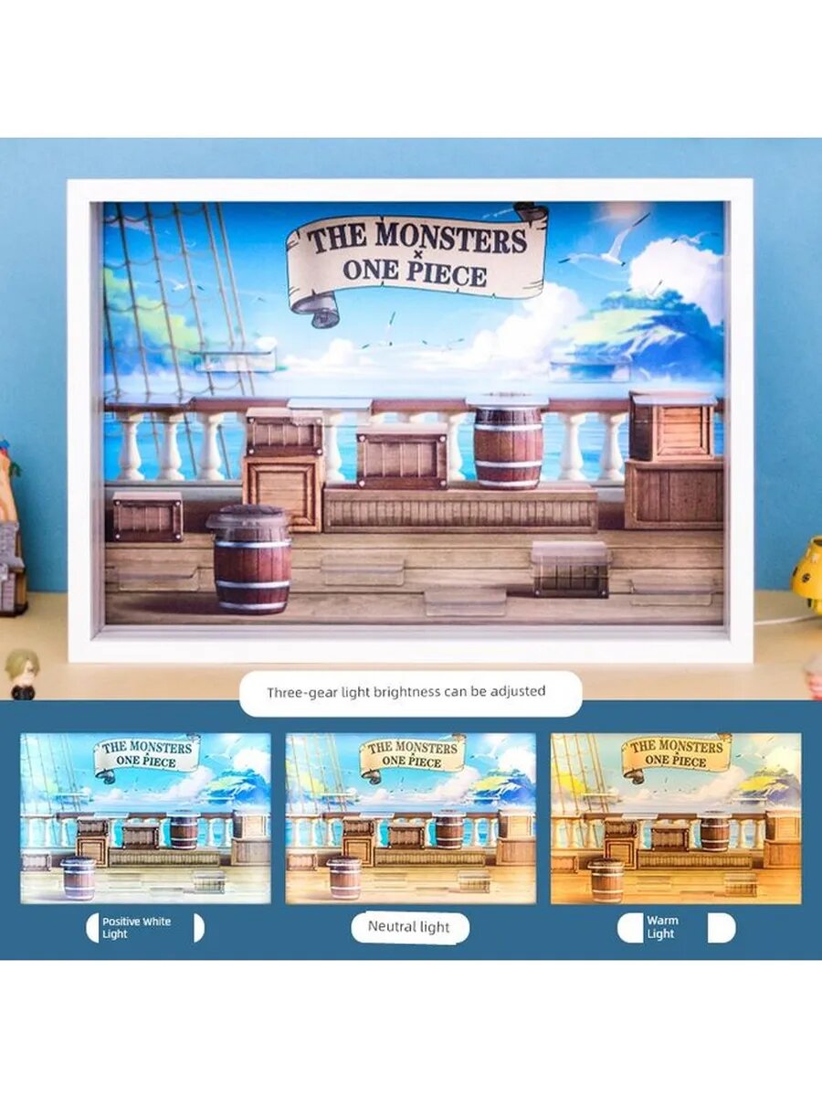 Дисплей-бокс One Piece (Фоторамка 12 - Белый, с подсветкой)