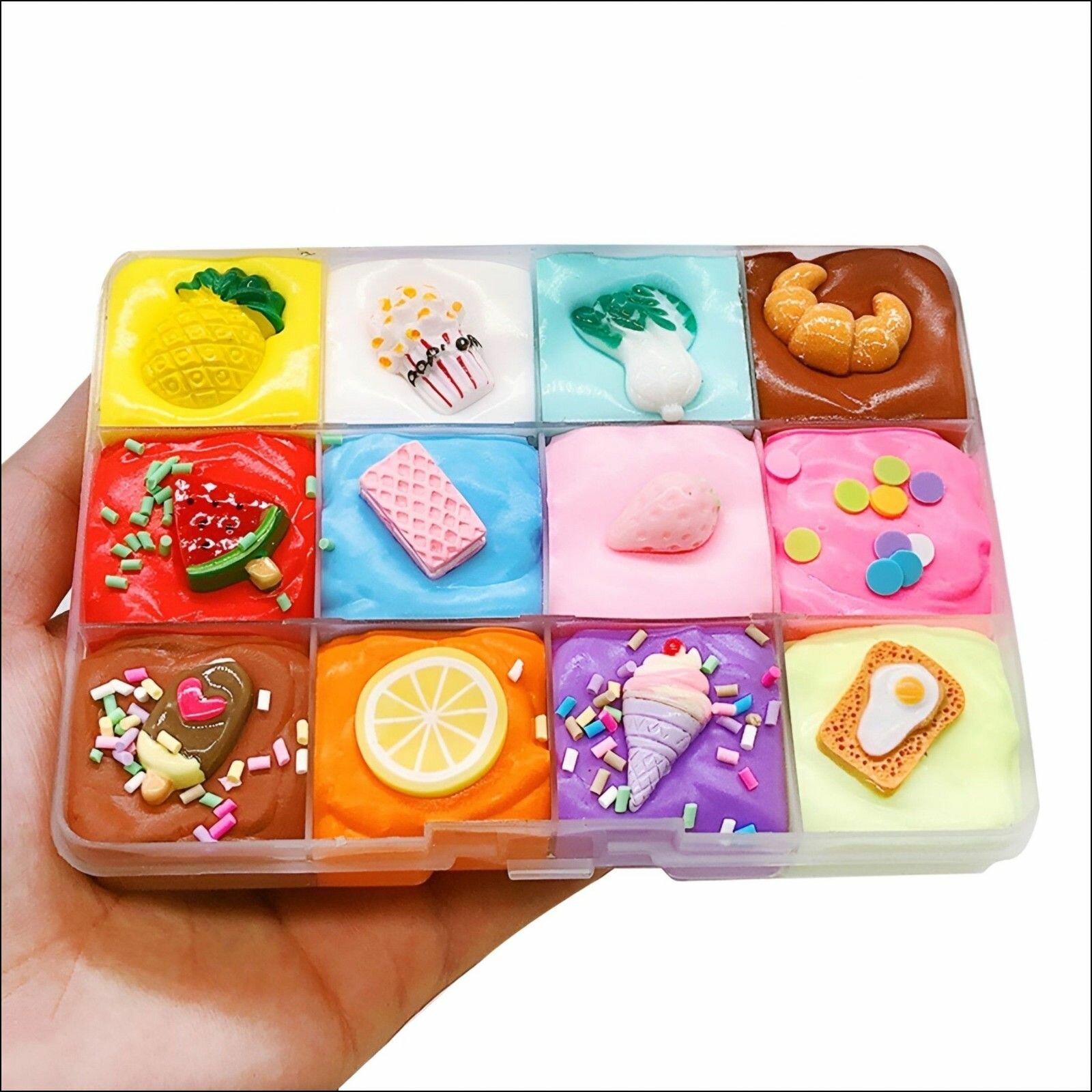 Набор для изготовления фруктового слайма BESTSKY, 12 отделений, развивающая игрушка для детей, подарочный набор (можно наполнять).