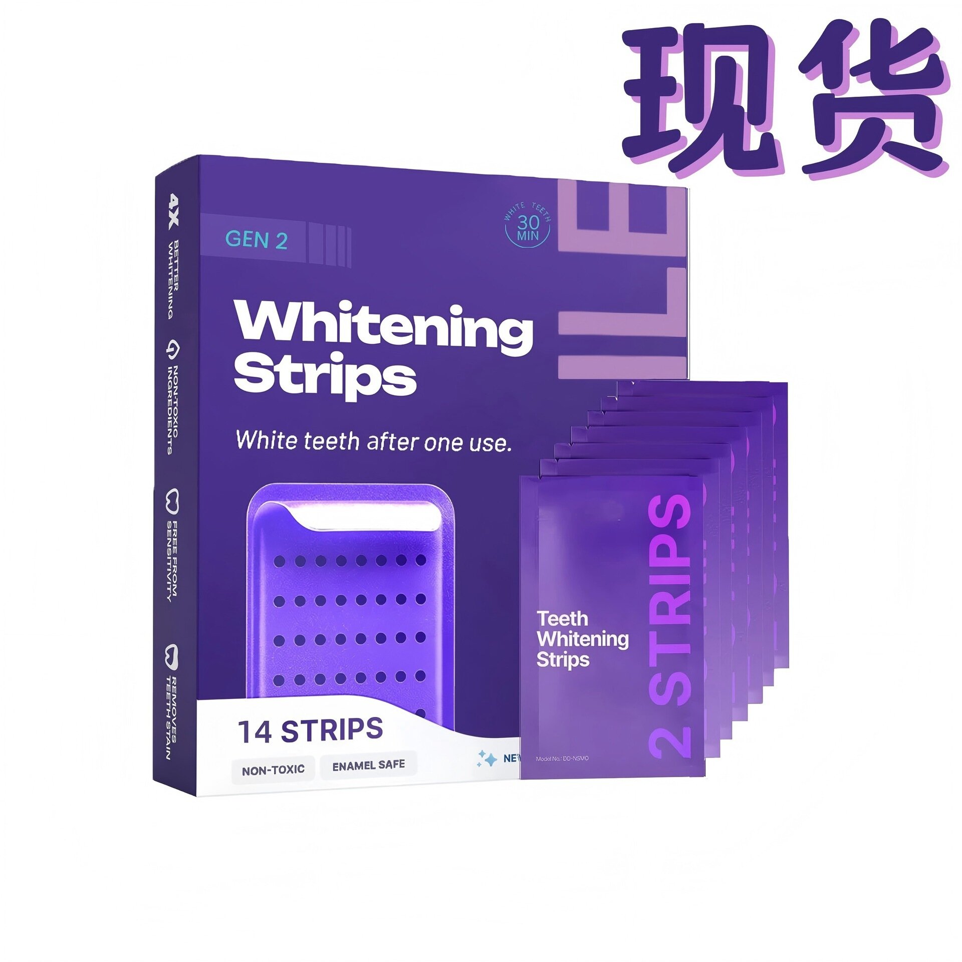 Стрипы для отбеливания зубов Dr Dent Purple, уход за эмалевым слоем