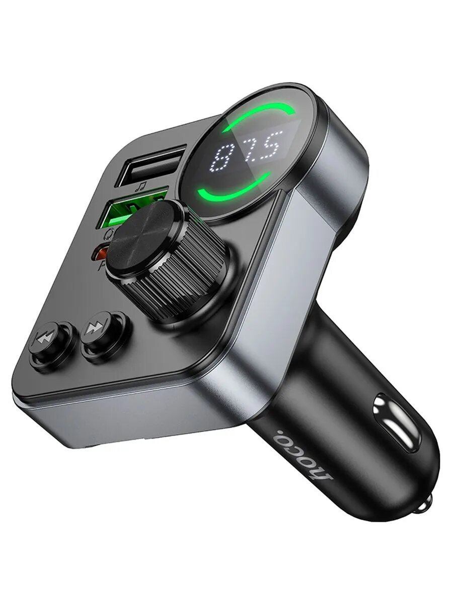 FM модулятор (трансмиттер) Hoco E86 Bluetooth 48W (2*USB + Type-C), PD30W+QC3.0, TF card, цвет черный
