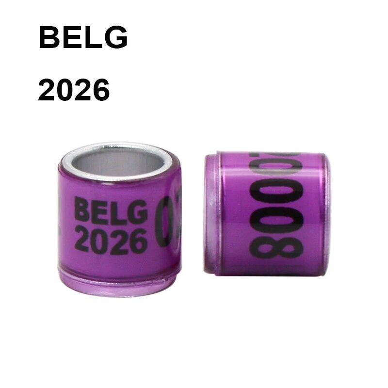 Кольца для ног голубей Aluminum Plastic 200 шт Сиреневый, BELG 2026