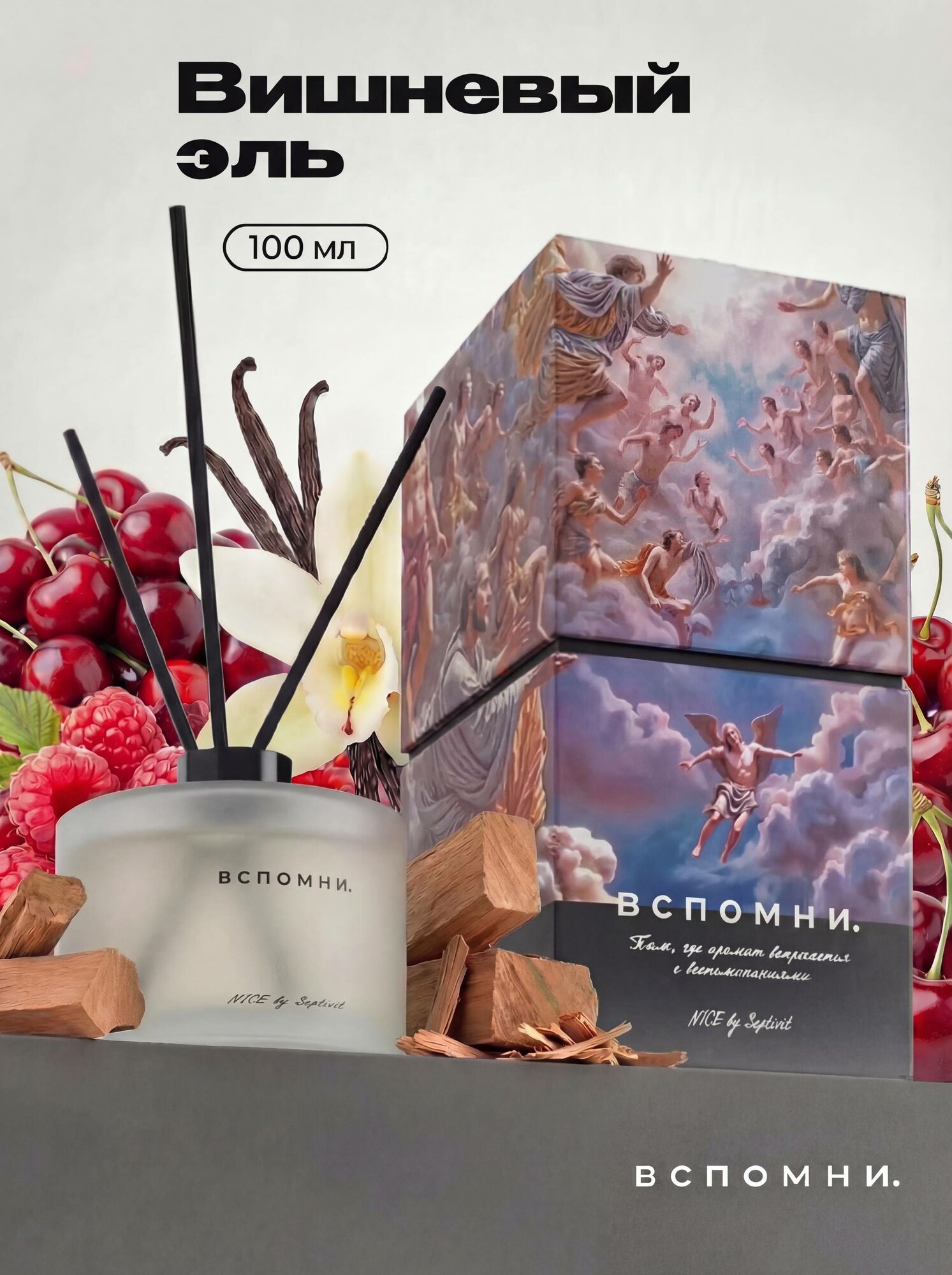 Диффузор для дома Вспомни с палочками парфюмированный 100 мл Вишнёвый Эль