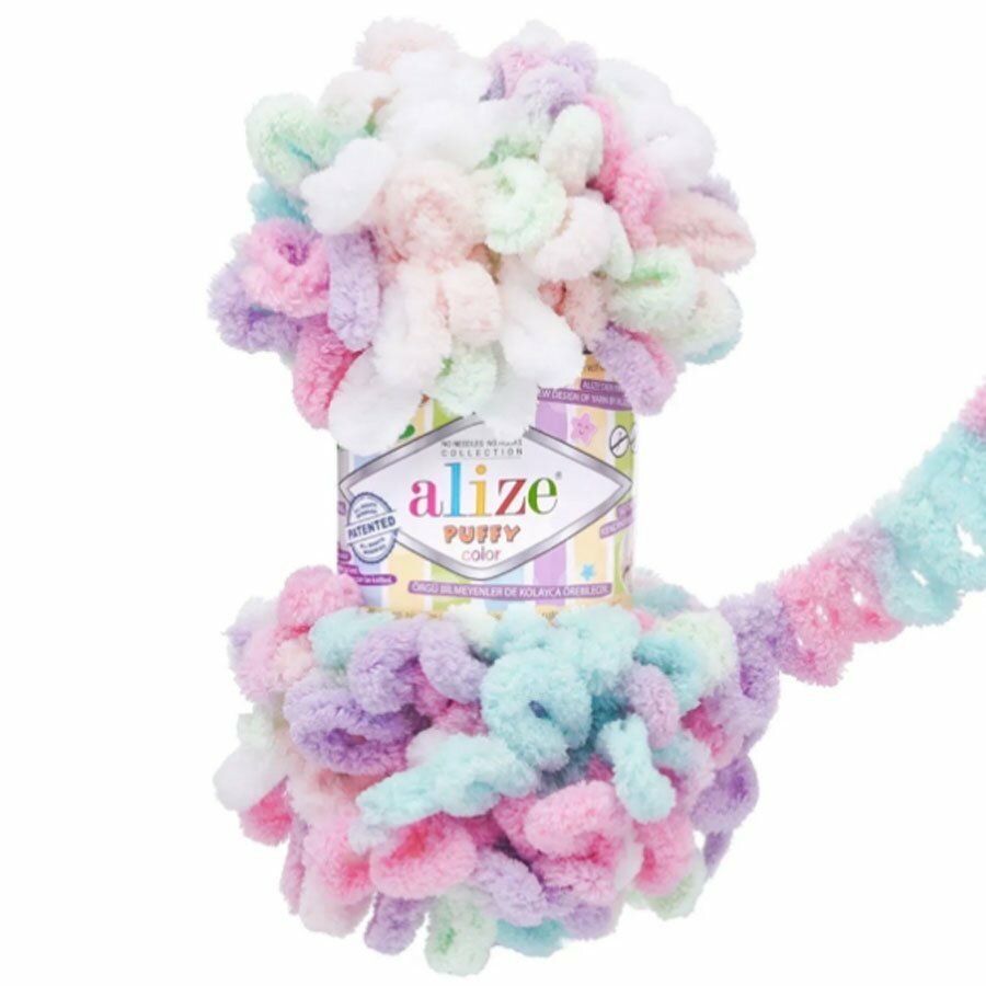 Пряжа Alize PUFFY COLOR 6526 сал/бир/сир/роз (5 мотков)