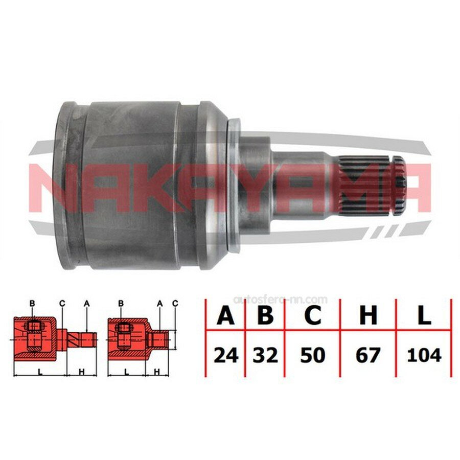 NAKAYAMA NJ7707NY ШРУС внутр. к-кт TOYOTA AVENSIS AT22/AZT220/CDT220/CT220/ST220/ZZT22 97-03, CAMRY/HYBRID ACV51/ASV50 NJ7707NY