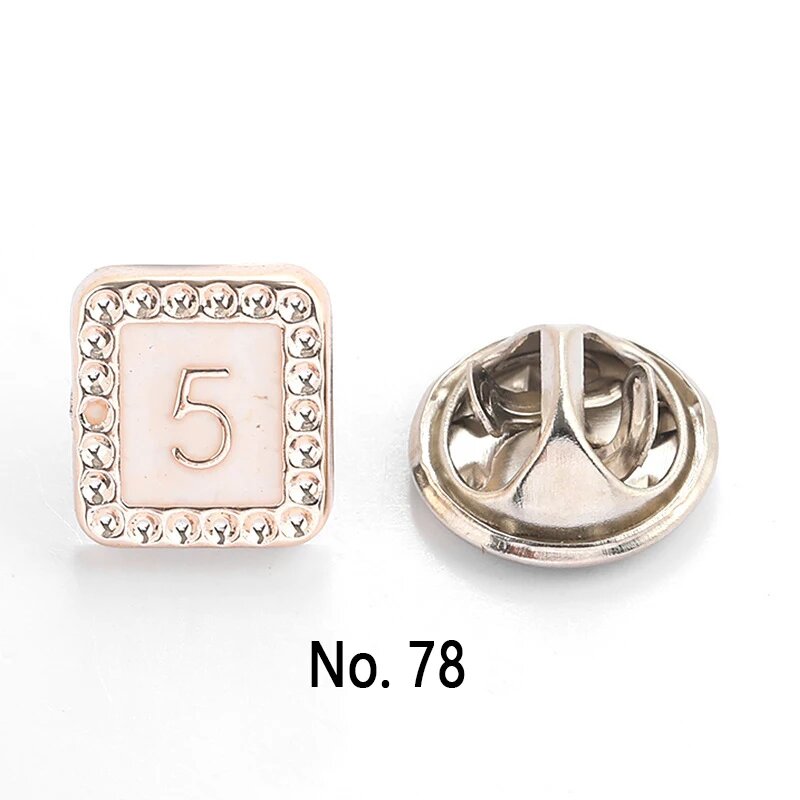 Брошь с номером 5, белая, со стразами, No. 78
