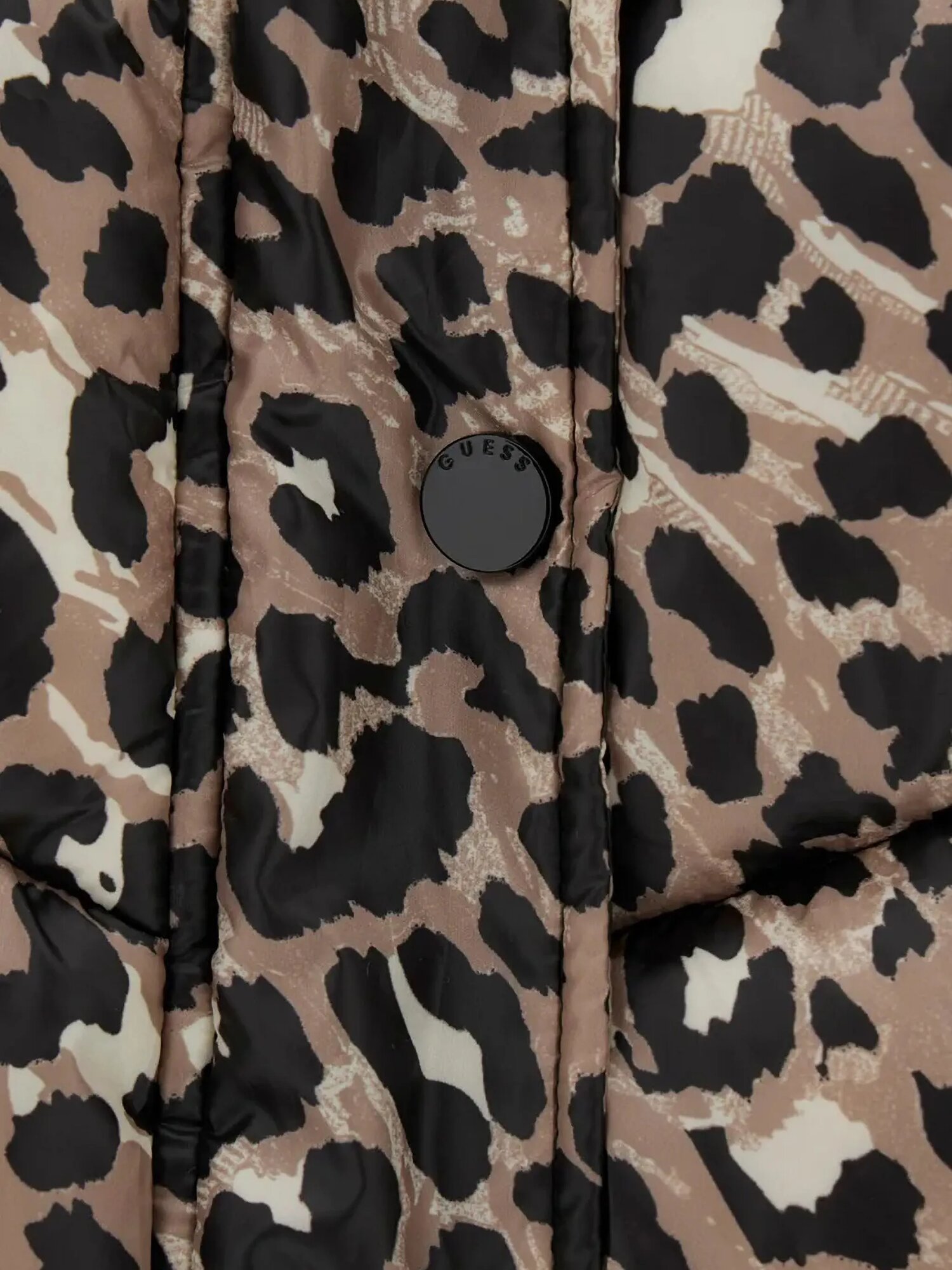 Куртка GUESS Leopard-print puffer jacket, размер 8 лет, коричневый/серый/оранжевый — фото 1