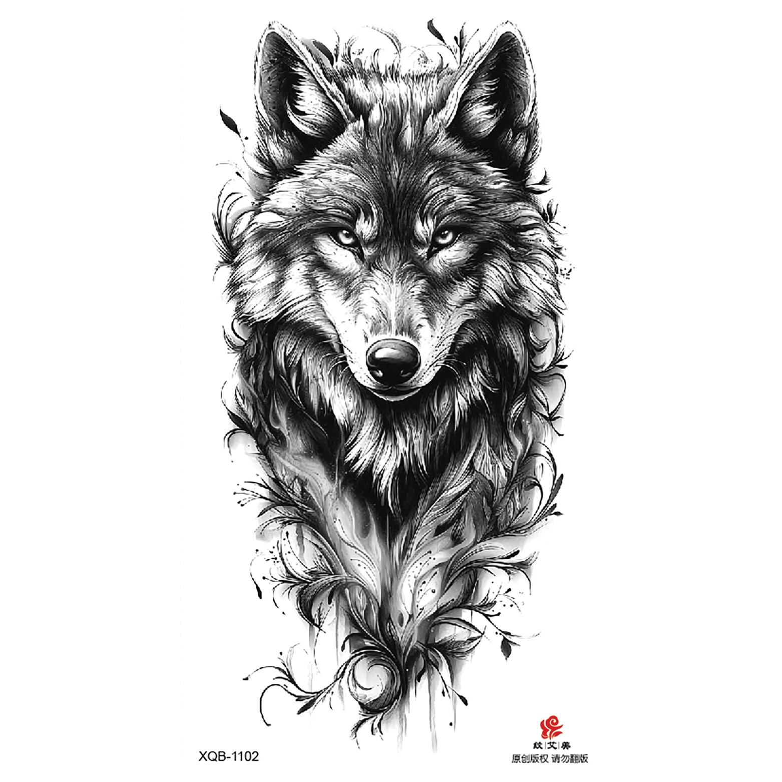 2025 New Waterproof Temporary Tattoo Sticker Fire Forest Lion Wolf Tiger Flash Tattoos Man Crown Body Arm Fake Tatoo