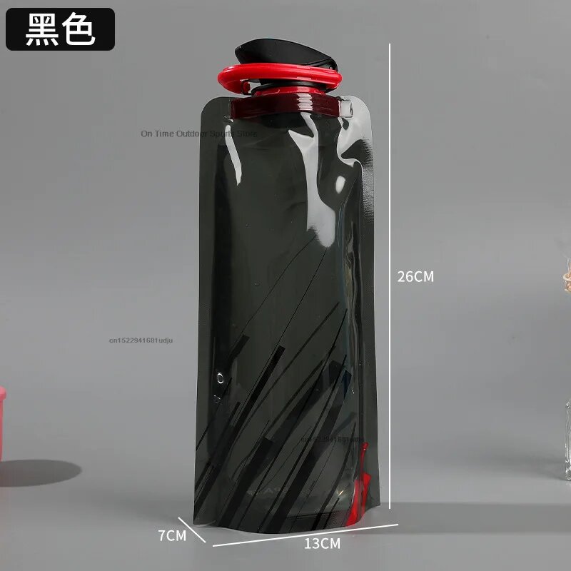 Складная пластиковая бутылка для воды 700 мл black