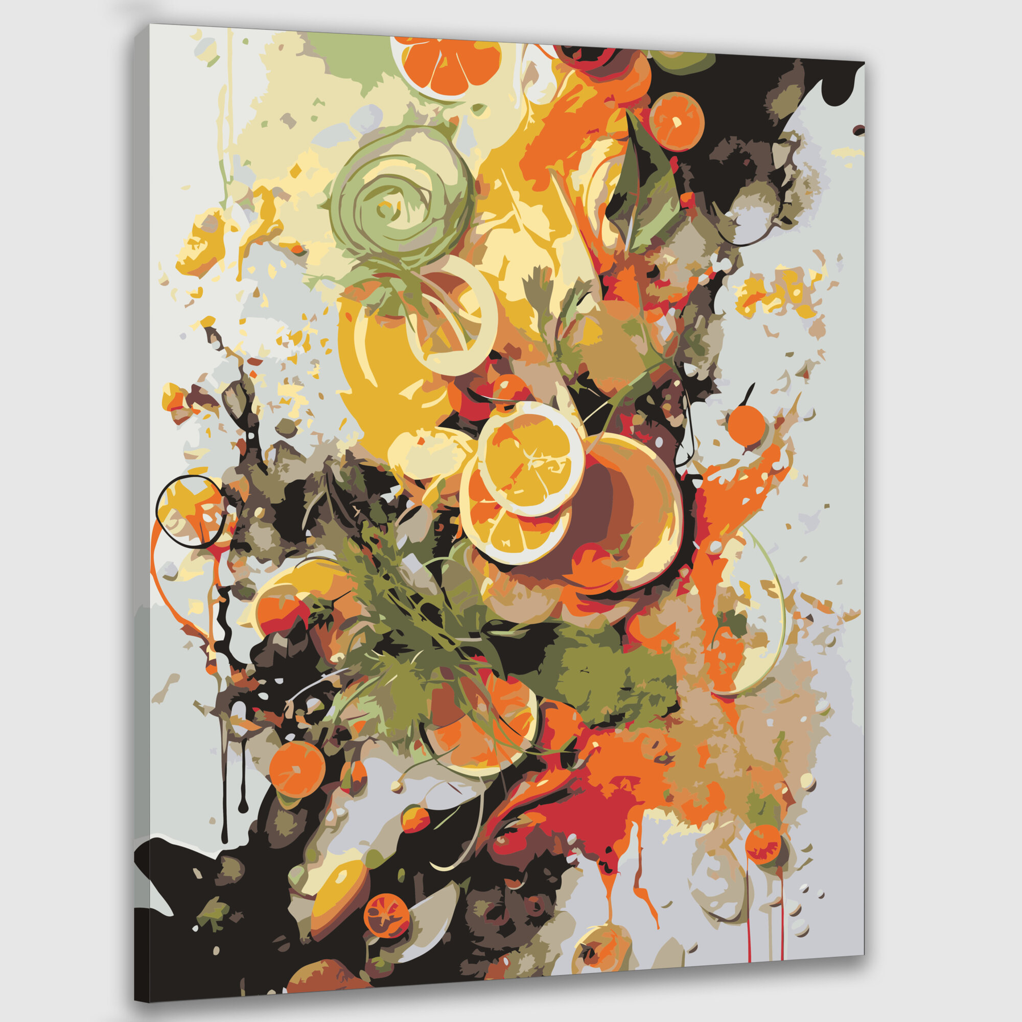 Картина по номерам 40x50 см, абстракция, смешанная техника, гастрономическая симфония, коллаж, рисование