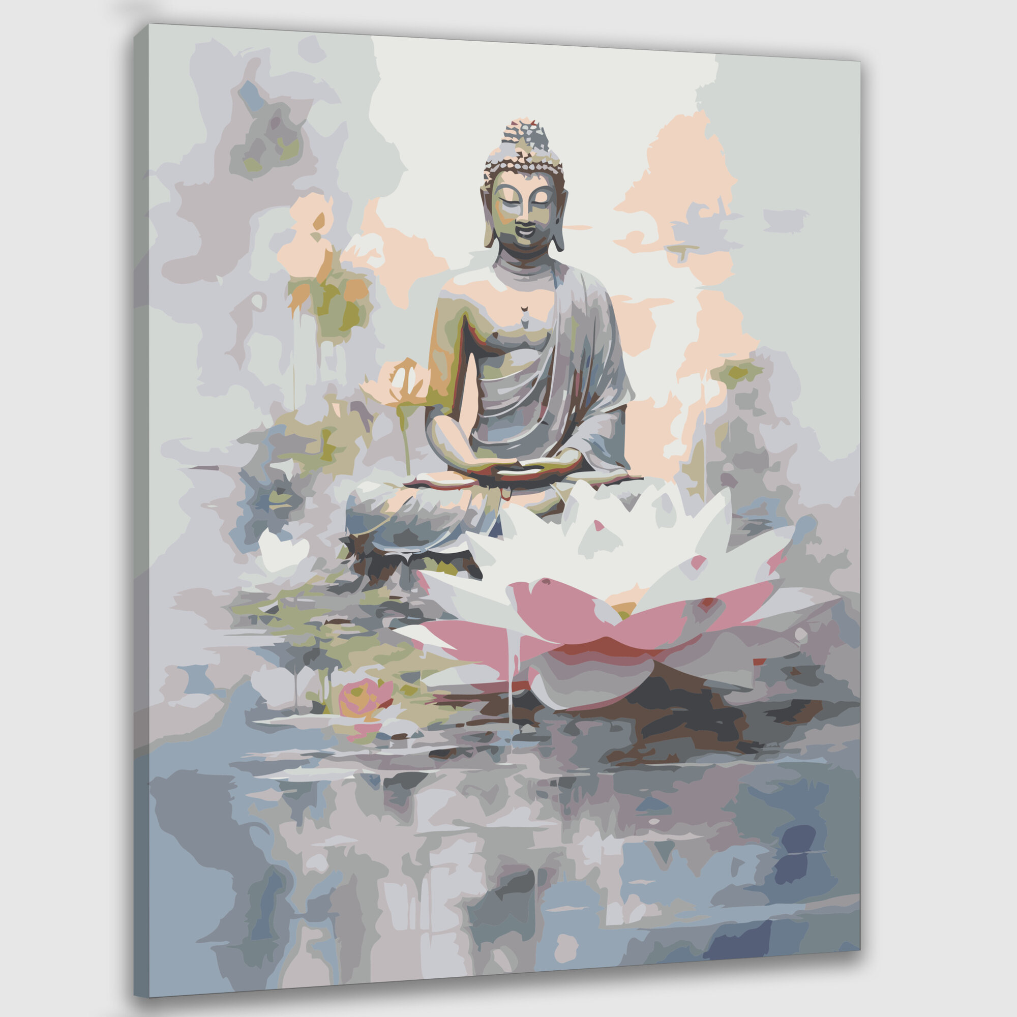 Картина по номерам 40x50 см, Будда, пробуждение, акварель, мягкие тона, спокойствие, самоанализ, медитация, природа