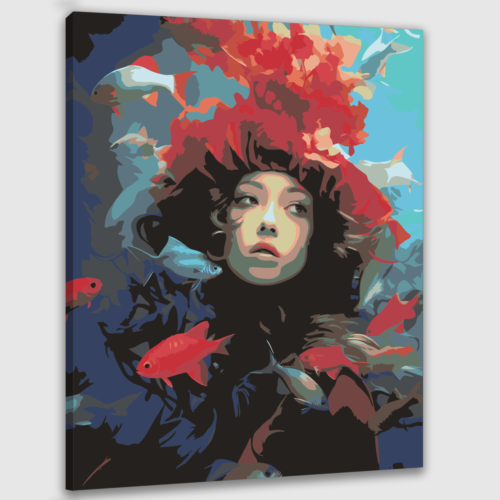 Картина по номерам 40x50 см, солнце, море, пляж, пальмы, песок, волны, яхта, небо, отдых, берег