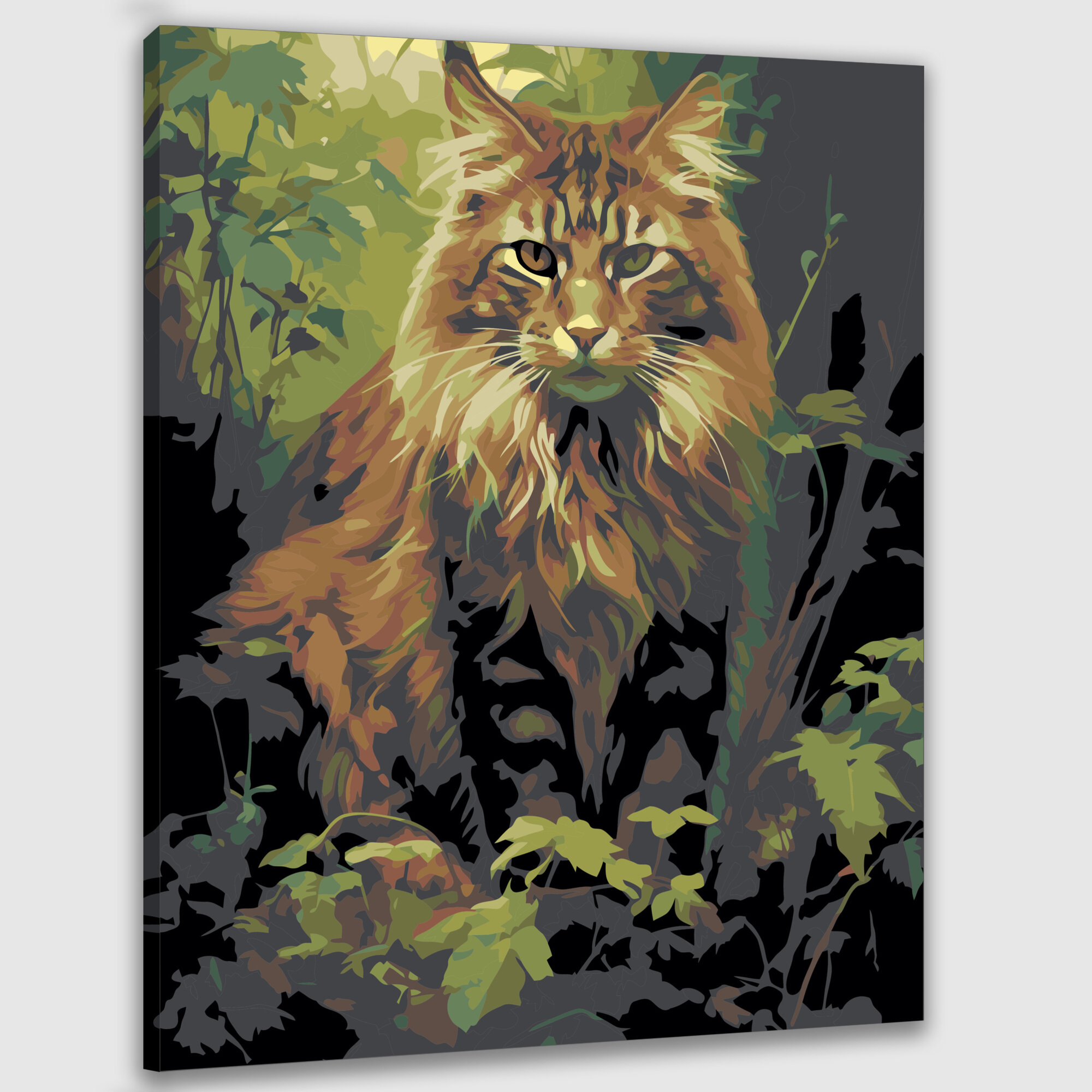Картина по номерам 40x50 см, картина, масло, реализм, кот, мейн-кун, размеры, сила, пушистые уши, янтарные глаза