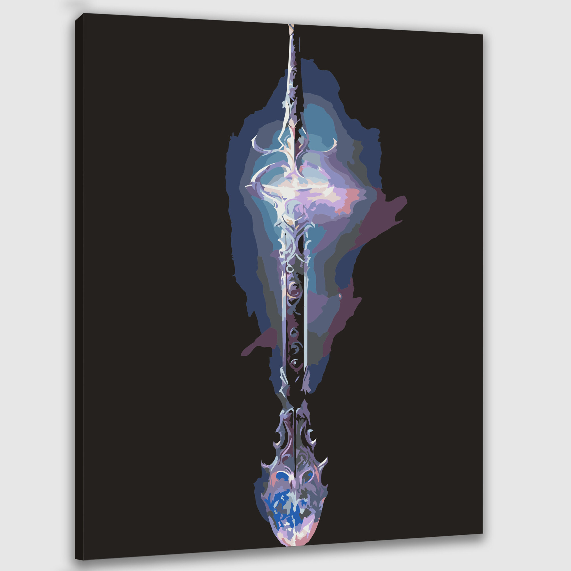 Картина по номерам 40x50 см, мистический меч, вихрь энергии, гравировка, драгоценные камни, динамичное движение