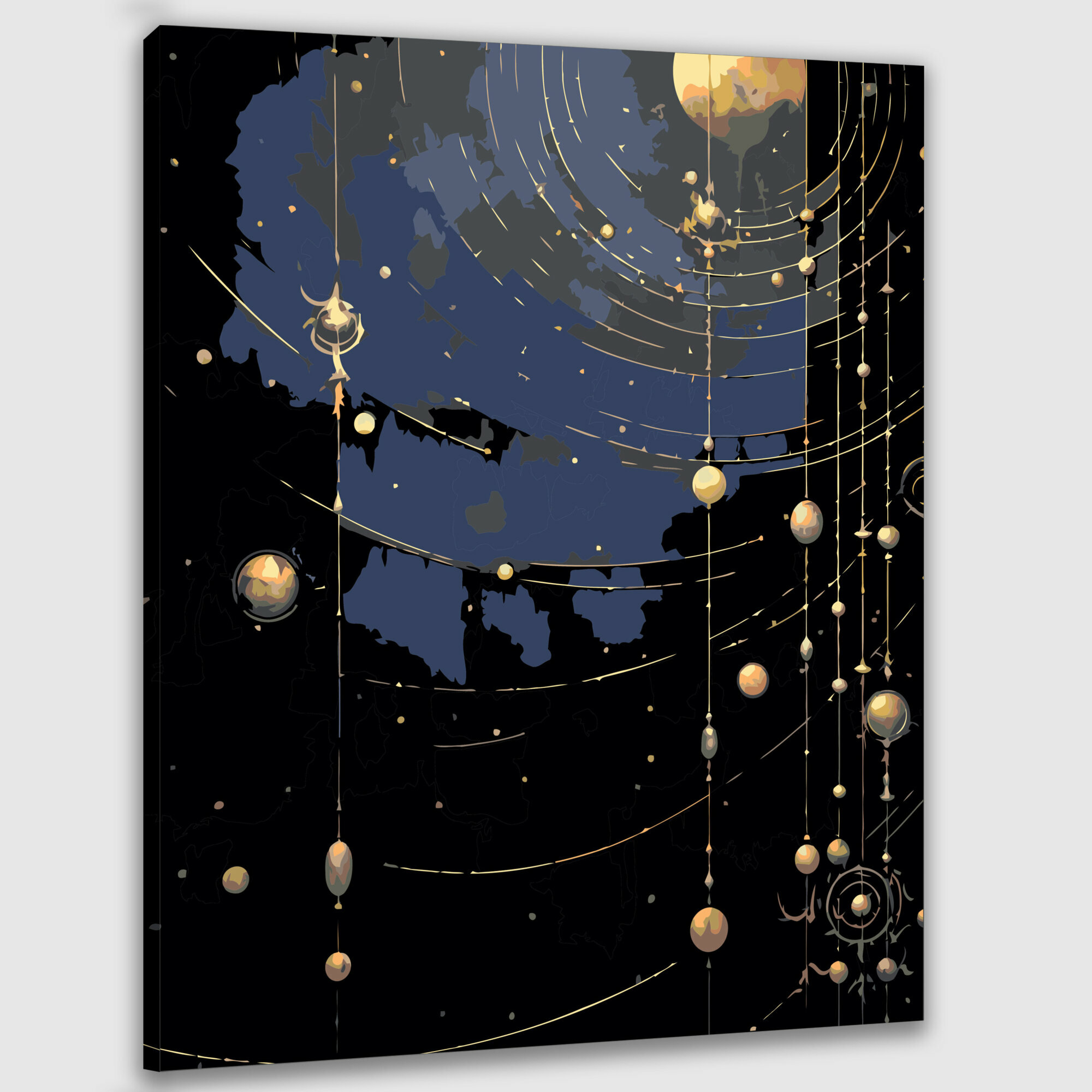 Картина по номерам 40x50 см, созвездие, Скорпион, золотистые нити, металлические нити, насыщенный темно-синий хо