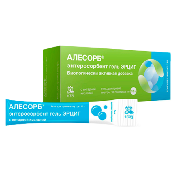 Алесорб энтеросорбент Эрциг гель для внутр прим пак-стик 10г №18