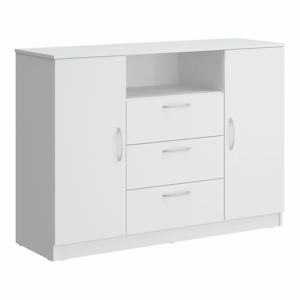 1Plus1 Комод 1400 Париж, Цвет Белый (тиснение древесные поры), ширина 140 см