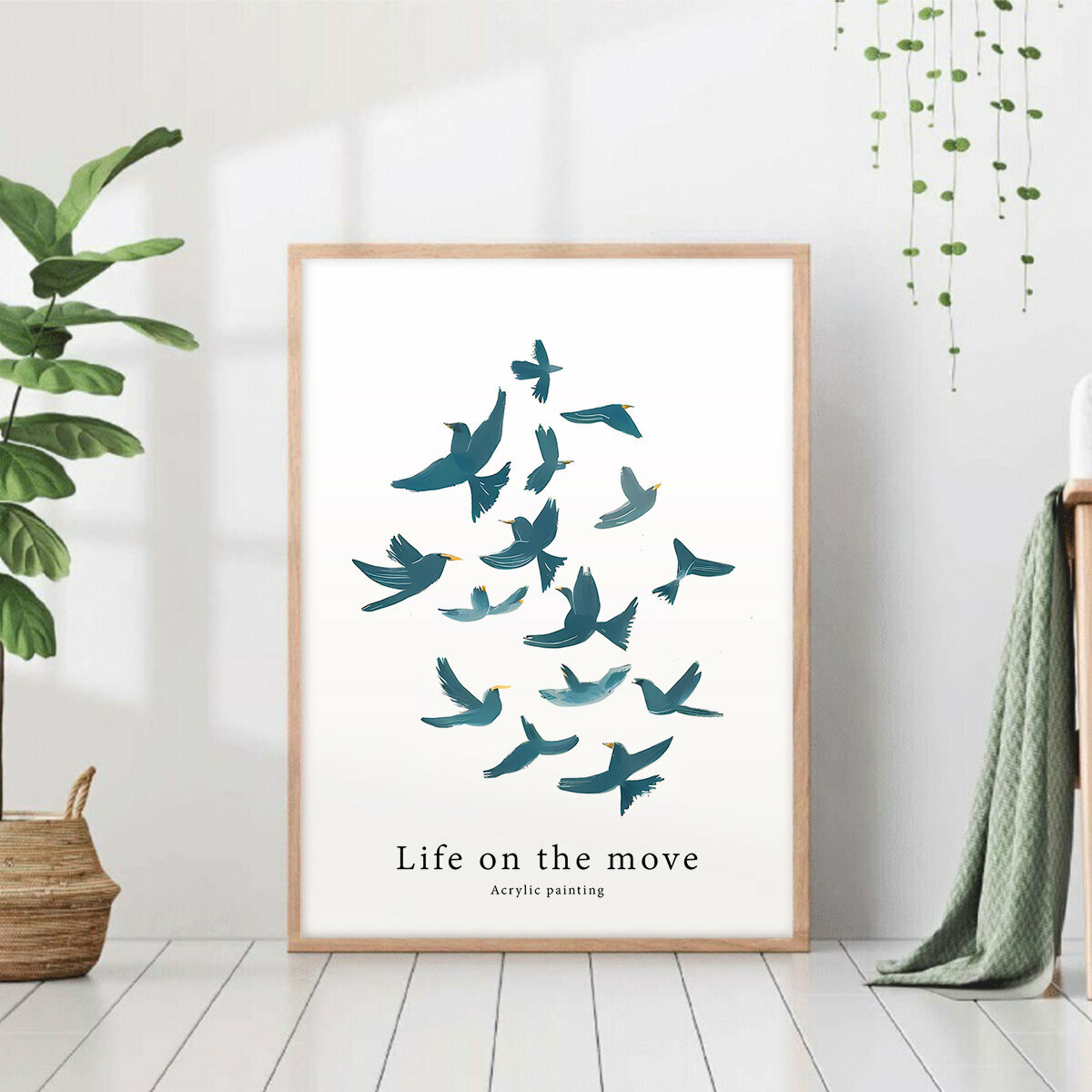 Постер "Птицы рисунок" без рамы 40x50 см на стену для интерьера