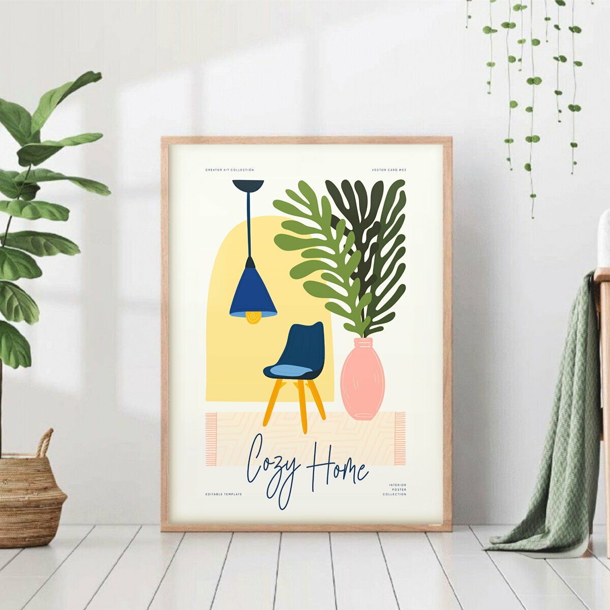 Постер "Сканди стиль интерьер" без рамы 50x70 см на стену для интерьера