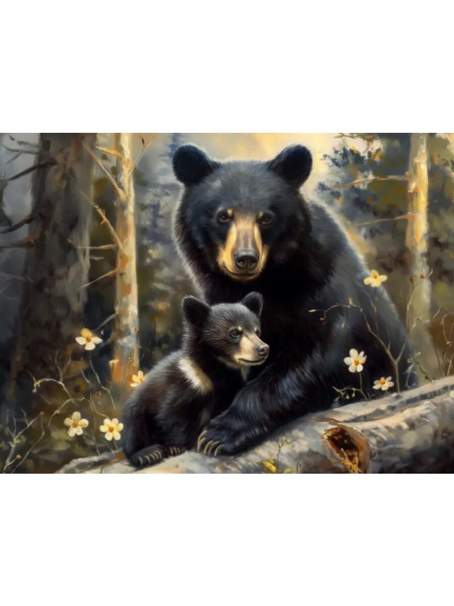 Картина по номерам медведь в лесу 40х50