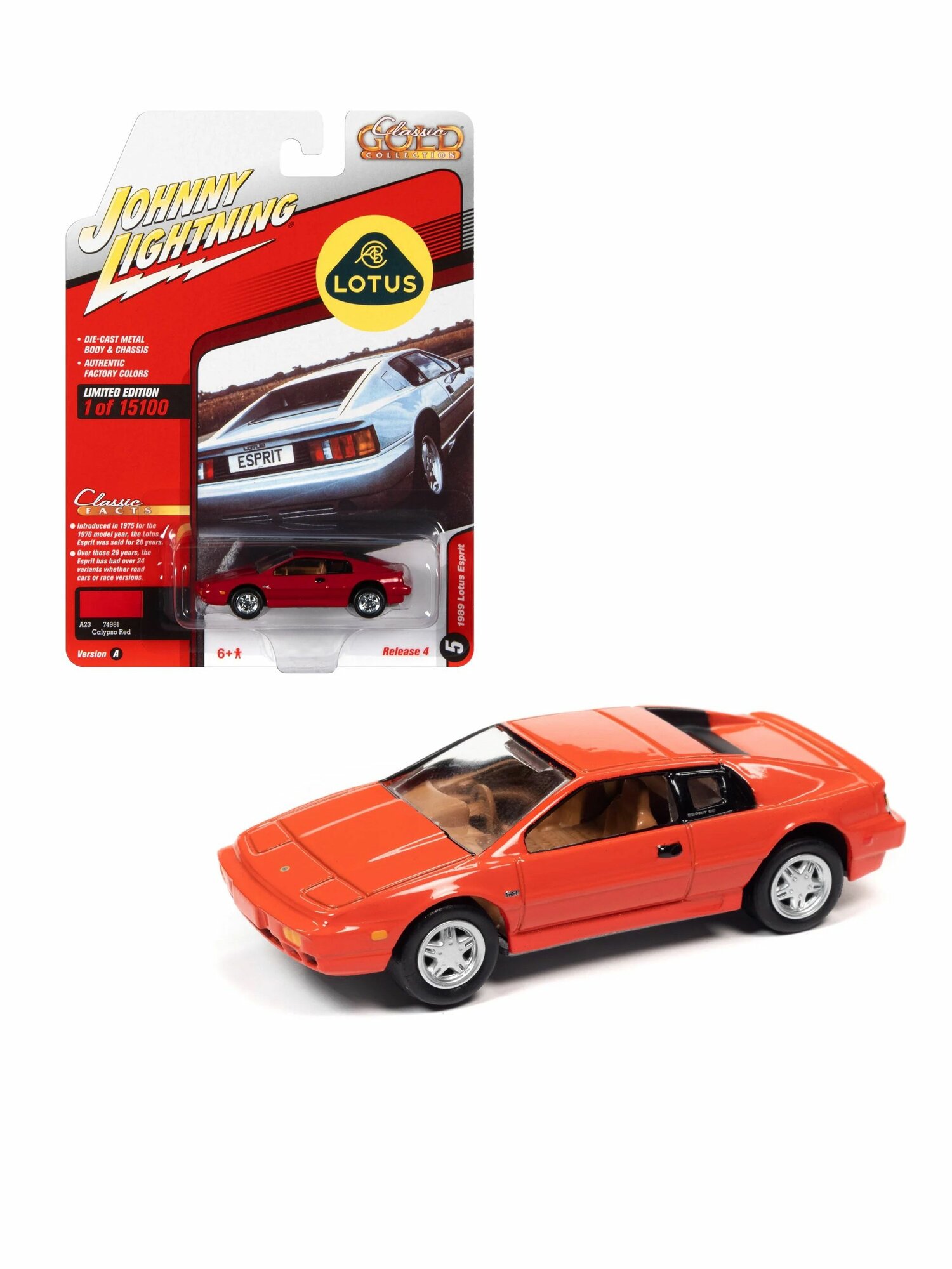 Машинка Johny Lightning Gold Collection 1989 Lotus Esprit Calypso Red
