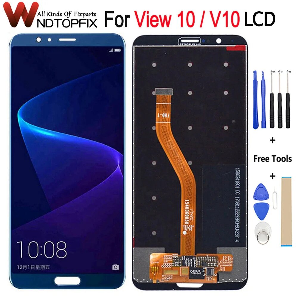 5,99 "для Honor V10 ЖК-экран для Huawei Honor View 10, сенсорный дигитайзер в сборе, BKL-AL20 BKL-L04 BKL-L09 BKL-TL10, экран Blue No Frame
