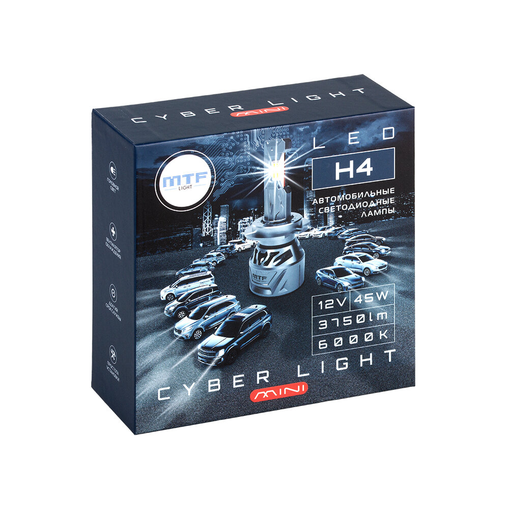 Автомобильные светодиодные лампы H4 H19 CYBER LIGHT MINI 12V MTF Light