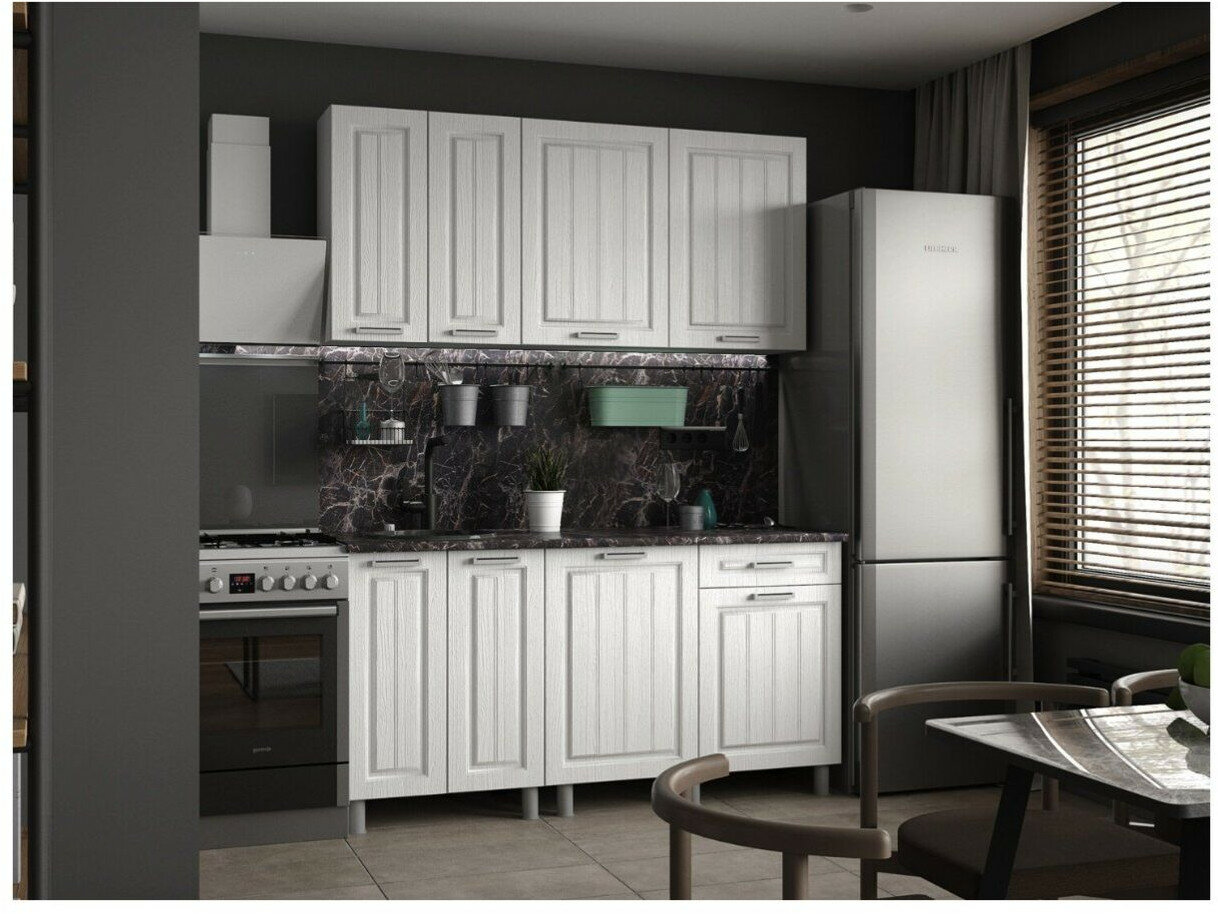 Кухонный гарнитур 1,6м для маленькой кухни, с фасадами МДФ, Клен белый