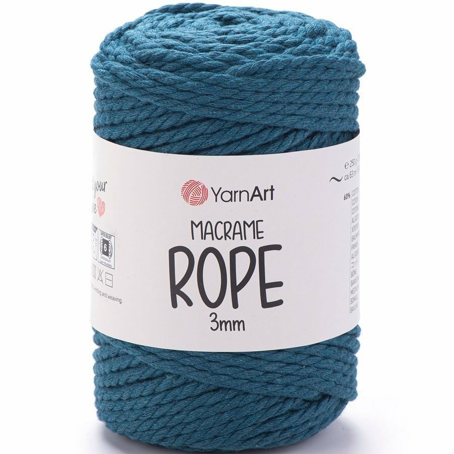 Пряжа Yarnart MACRAME ROPE 3MM 789 м. волна (4 мотка)