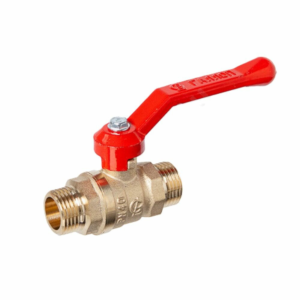 Кран шаровой латунь Стандарт 223 аналог 11б27п1 Ду 15 Ру40 НР рычаг красный галлоп 107290